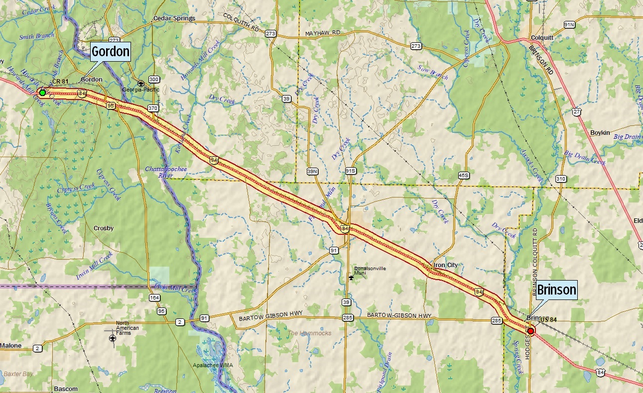 American Auto Trail-Alabama Midland Railway (Gordon AL to Brinson GA ...